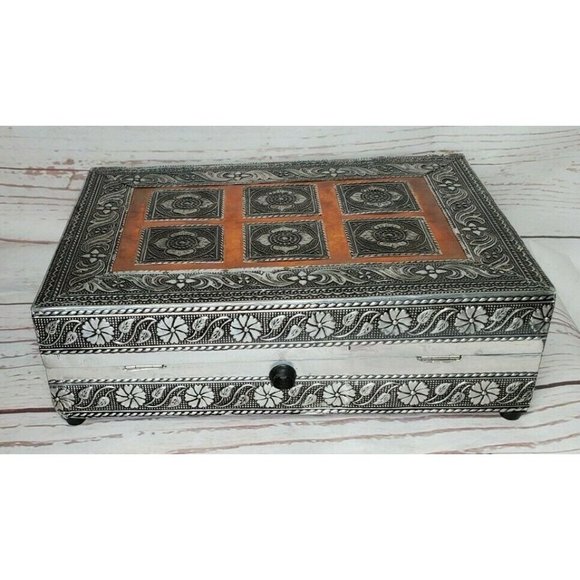 Box | Storage & Organization | Vintage Embossed Brass Locking Book ...